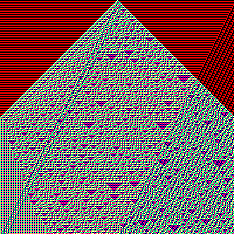 fxhash — RGB Elementary Cellular Automaton #113